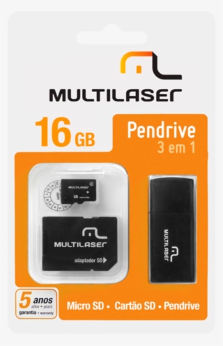 Pen Drive Multilaser 3 Em 1 Micro Sd 16gb, Adaptador - Usb Flash Drive ...