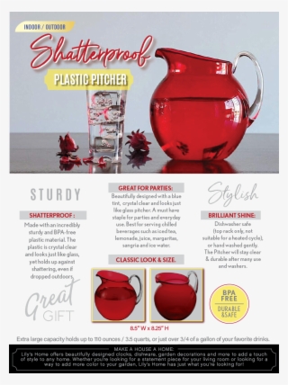 Shatterproof Plastic Pitcher Large Capacity - Flyer - 970x1300 PNG ...