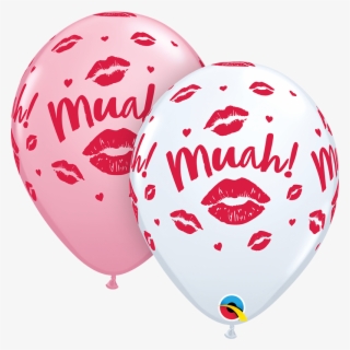 11" Pink & White 50 Count Kissey Lips Muah Latex Balloons - Lips ...
