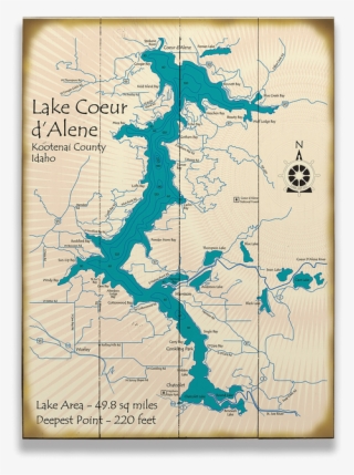 Coeur D'alene Map Sign - Lake Coeur D Alene Map - 730x730 PNG Download ...