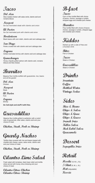 Grapevine, Texas - So Cal Tacos Menu - 725x1415 PNG Download - PNGkit