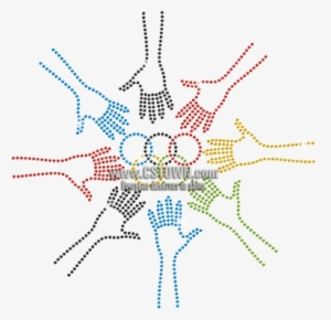 Rhinestone Colorful Olympic Rings With Hands Iron On - Diagram ...
