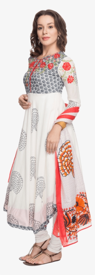 Women Round Neck Long Churidar Suit - Silk - 640x960 PNG Download - PNGkit