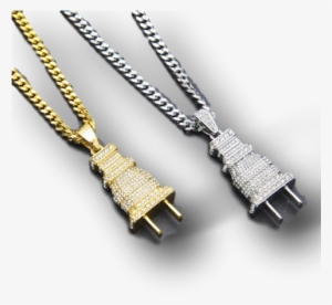 Iced Out Plug With Chain - Mens Iced Out Bling Bling Plug Pendant ...