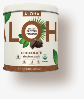 Aloha Chocolate Protein Powder Tin - Aloha Protein - 1600x1651 PNG ...