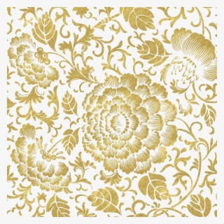 Paper Gold Flower Transp Png Free - Golden Floral Pattern Png ...