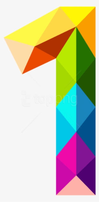 Colourful Triangles Number One Png Clipart Image - Colourful Number One ...