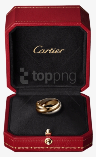 Gold Ring In Luxury Red Box - Cartier Trinity Ring - 458x721 PNG ...