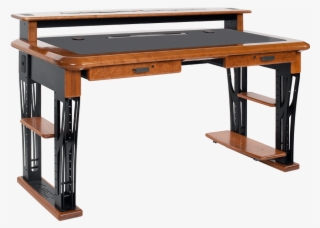 The - Desk With Computer Shelf - 850x613 PNG Download - PNGkit